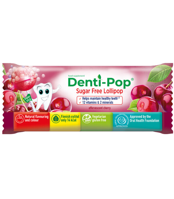 Denti-Pop Sugar Free Lollipop Sparkling Cherry 12 vitamins & 2 minerals ...